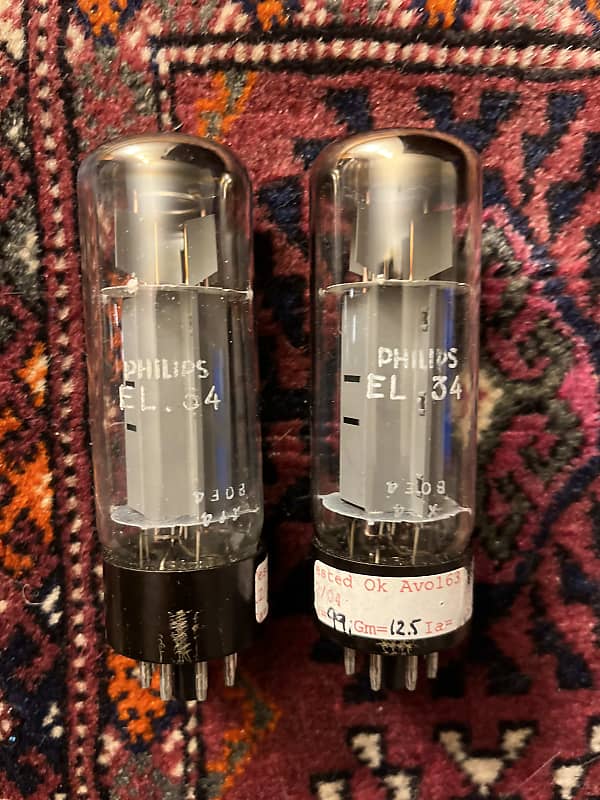 original EL34 Mullard (Philips) code xf4 matched pair | Reverb