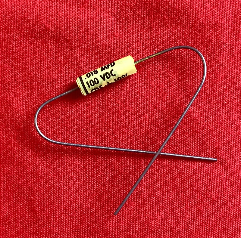 Cornell Dubilier .018 uF 100V 1970s Yellow mylar capacitor | Reverb