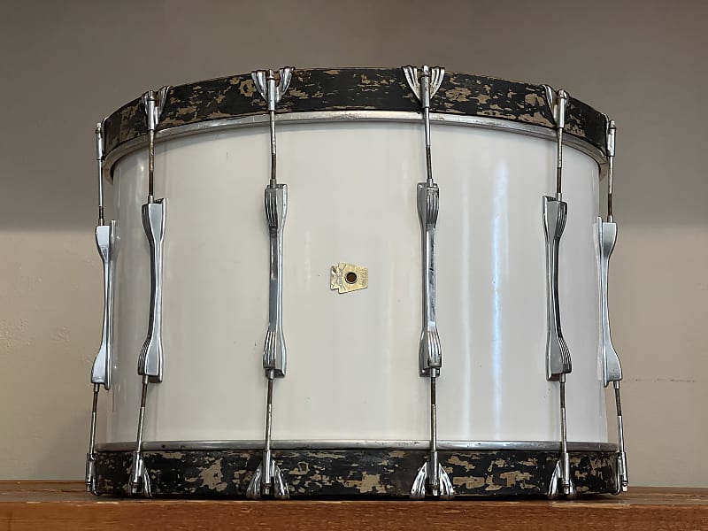 1980's Ludwig 24" White Cortex 14x24 Classic Maple Marching | Reverb
