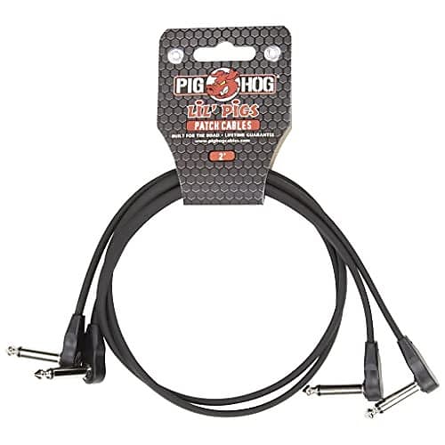 Pig Hog PHLSK2BK Black Low Profile Patch Cables 2 Pack, 2 ft. | Reverb