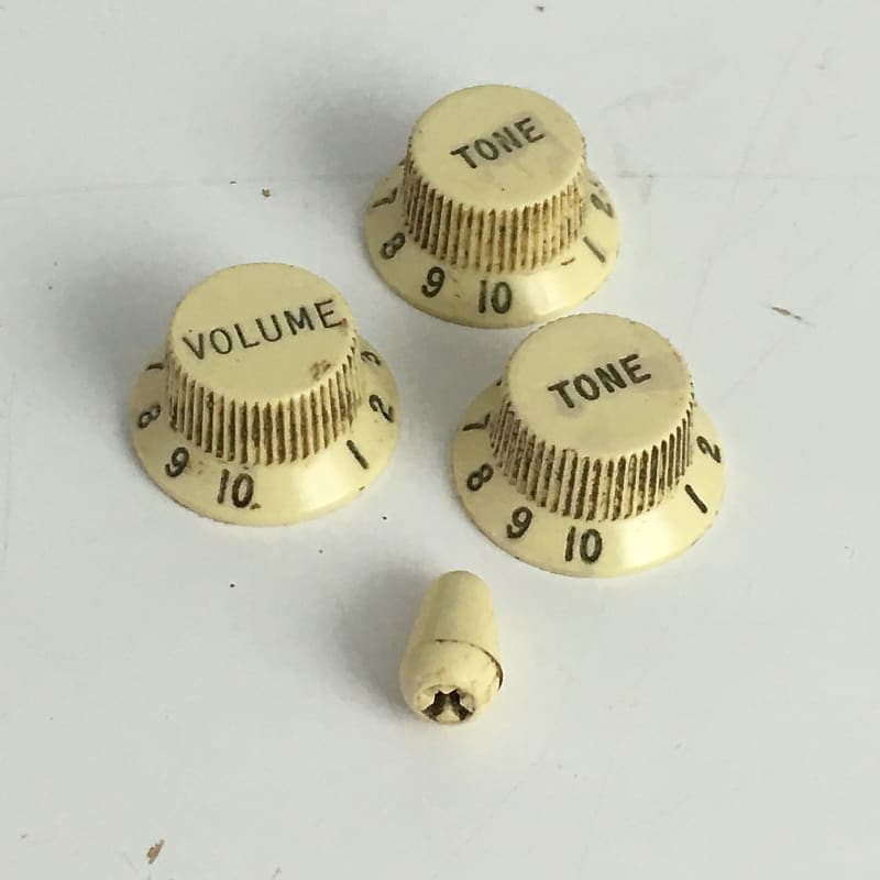 Three Aged White Relic Genuine Fender Knobs Stratocaster | Reverb