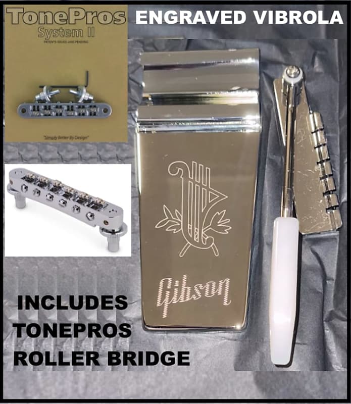 WOW! Engraved Long Maestro Vibrola Lyre Nickel Tailpiece | Reverb