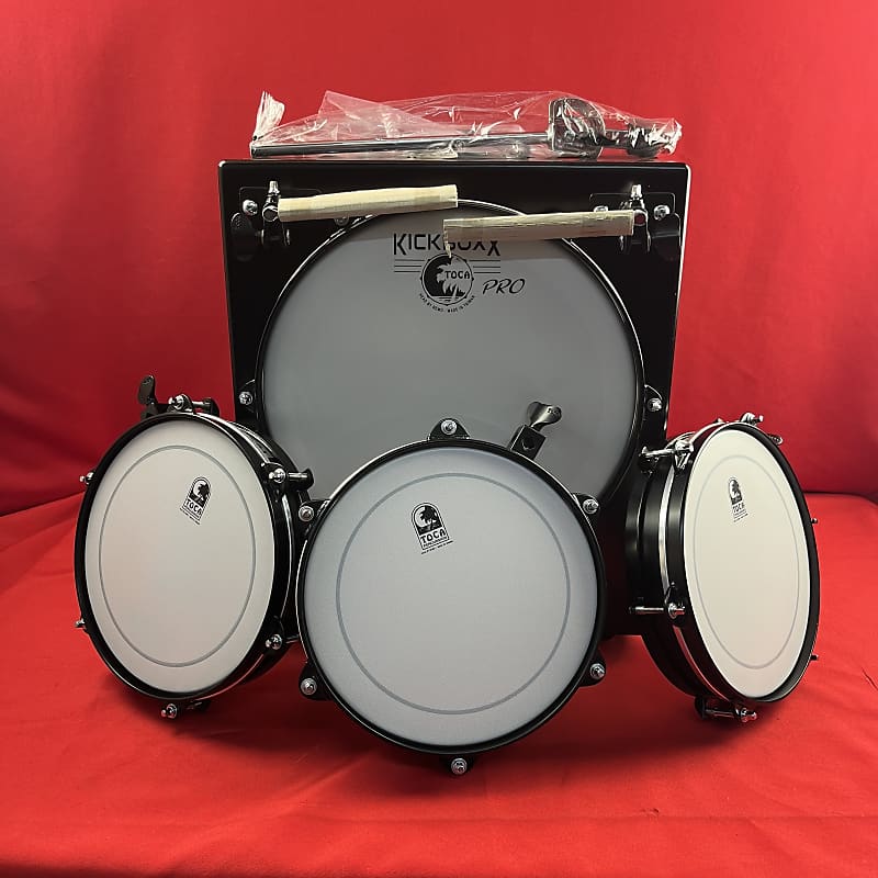 [USED] Toca Kickboxx Pro Suitcase Travel Drum Set, Black | Reverb