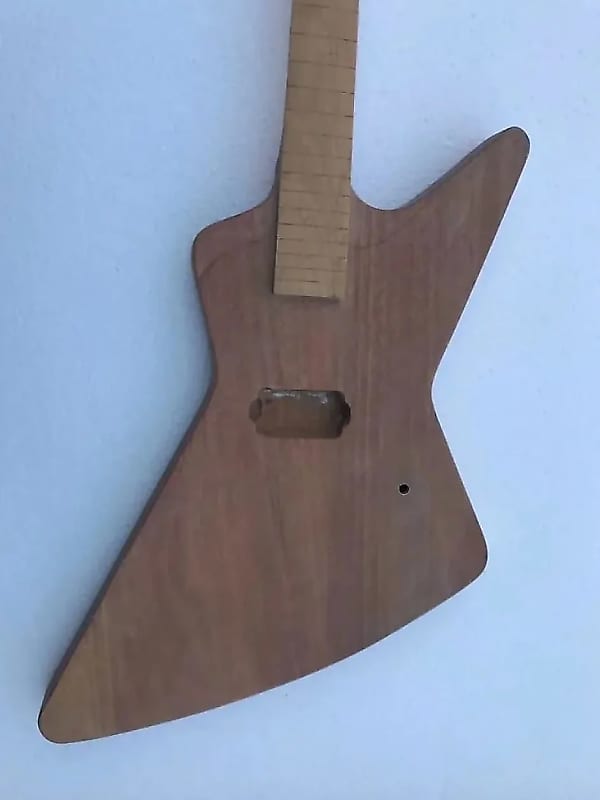 Unfinished Okoume Wood Explorer Style Guitar Body with Neck | Reverb