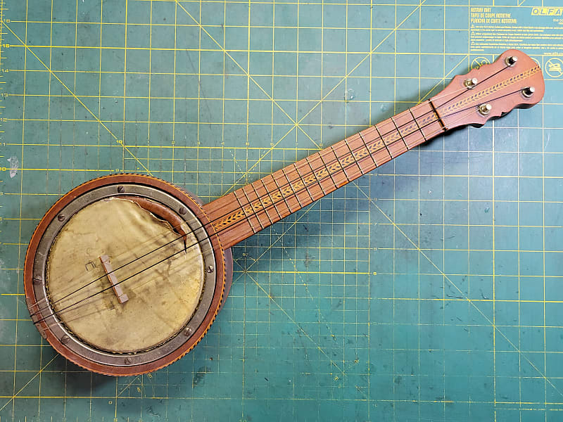 Unbranded Vintage Wooden Banjolele w/Wonderful Wood Inlay | Reverb