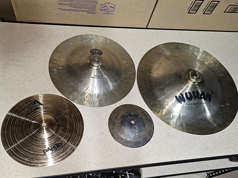 4 Effects Cymbal Lot - 2 China, Splash, Stagg Black Metal | Reverb