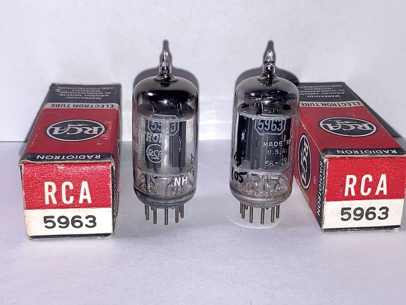 1958 RCA 5963 12AU7 ECC82 Black Plate Tubes, Matched Pair, | Reverb