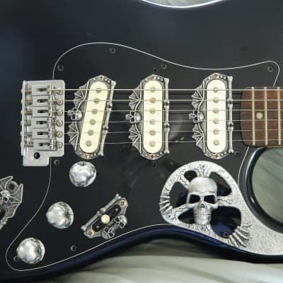 skull jack cover plate for fender stratocaster strat guitar | Reverb