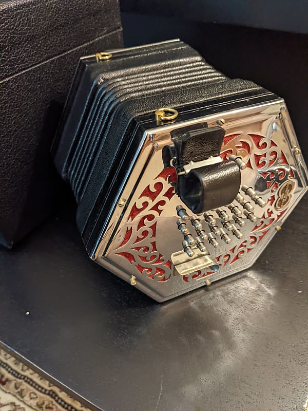 Wheatstone 48 Button English Concertina 1965 Metal/Black | Reverb