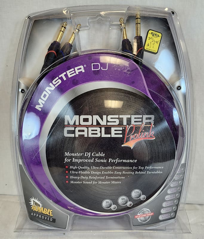 Monster Prolink DJ Cable M DJ-ST-2M, TRS 1/4" To Same, 6 Feet | Reverb