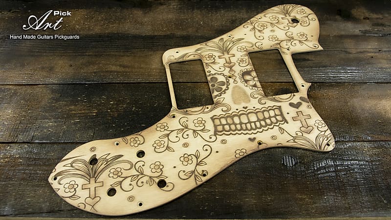 Fender Telecaster Deluxe Pickguard Cream Sugar Skull | Reverb UK