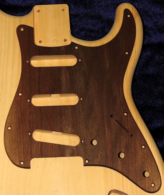 Black Walnut Wooden Stratocaster Strat SSS Pickguard #632 | Reverb