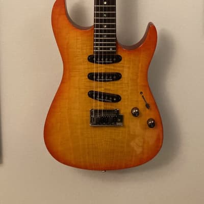 Fender Showmaster Stratocaster SSS Flamed Ash Top - Cherry | Reverb