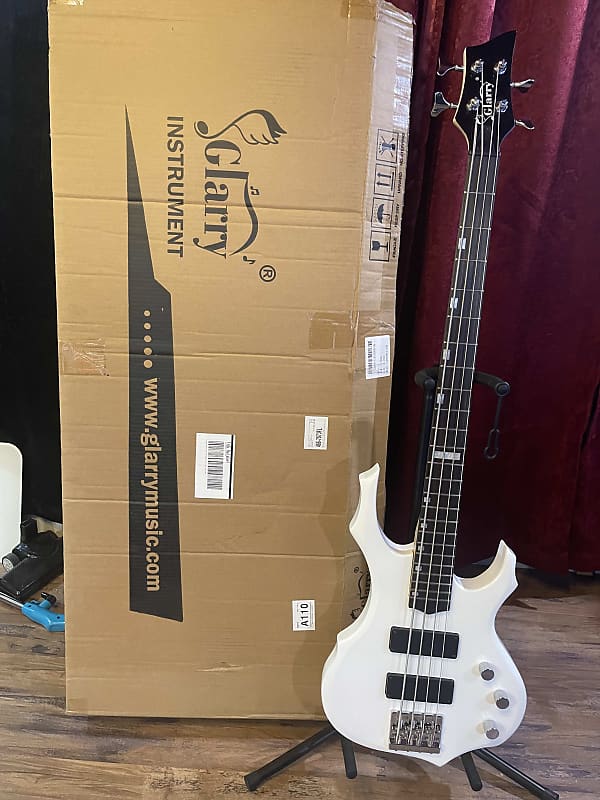 UPGRADED Glarry Burning Fire Bass Guitar | Reverb
