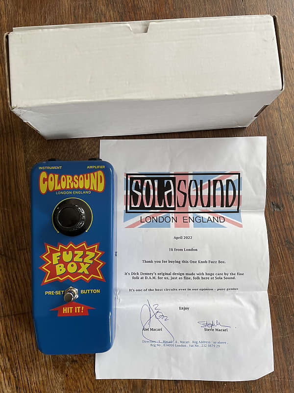 Sola Sound D*A*M Colorsound One Knob Fuzz 2021 MINT Boxed & | Reverb