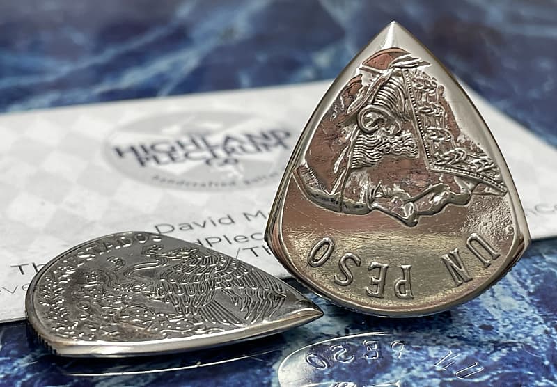 The Highland Plectrum Co. One Mexican Un Peso Coin Pick / | Reverb