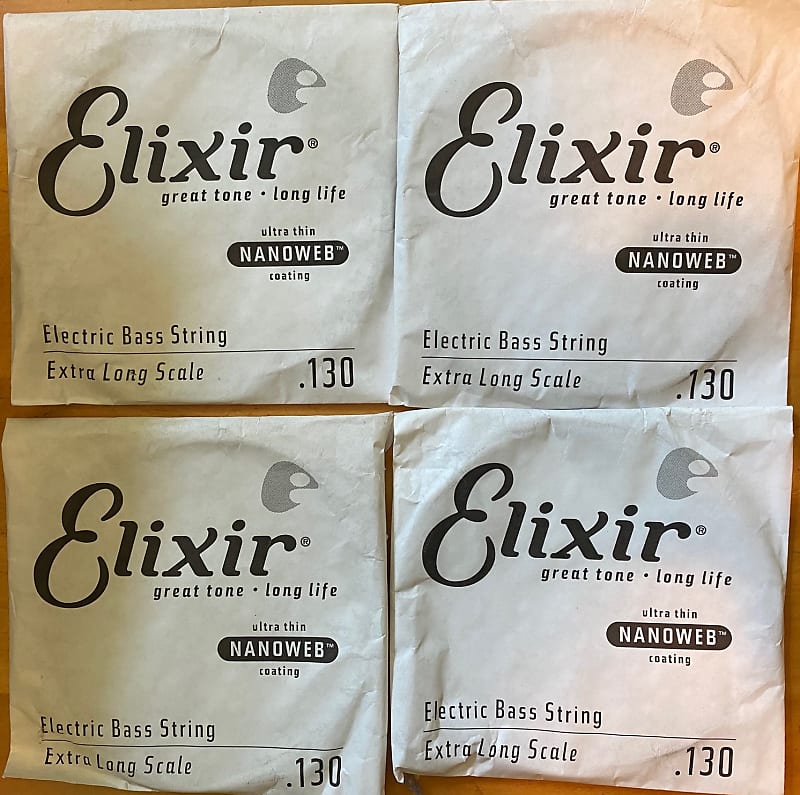 Four (4) Elixir Single Bass String Nanoweb .130 | Reverb