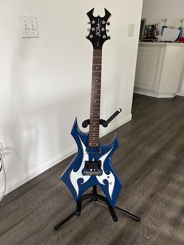 Bc. Rich Warlock 2001-2008 Blue with White Flames | Reverb