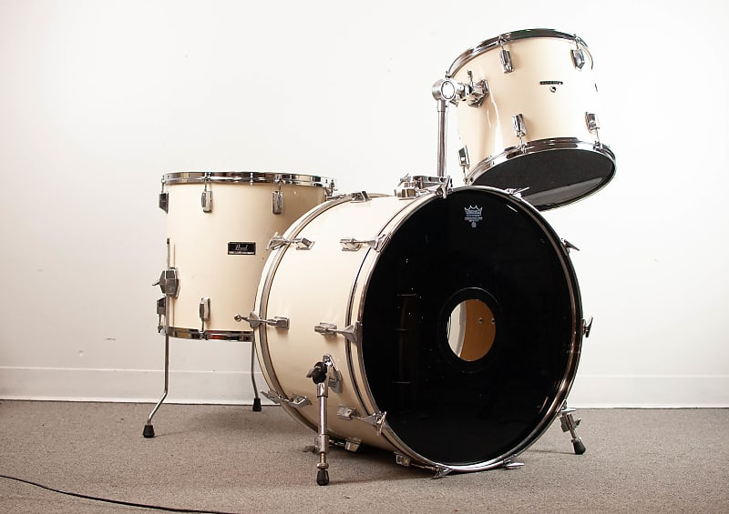 1980s Pearl M-Series "Pure White" Drum Kit | Reverb