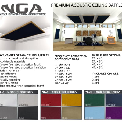 Custom Framed Ceiling Baffle - Steel Grey & Walnut: | Reverb