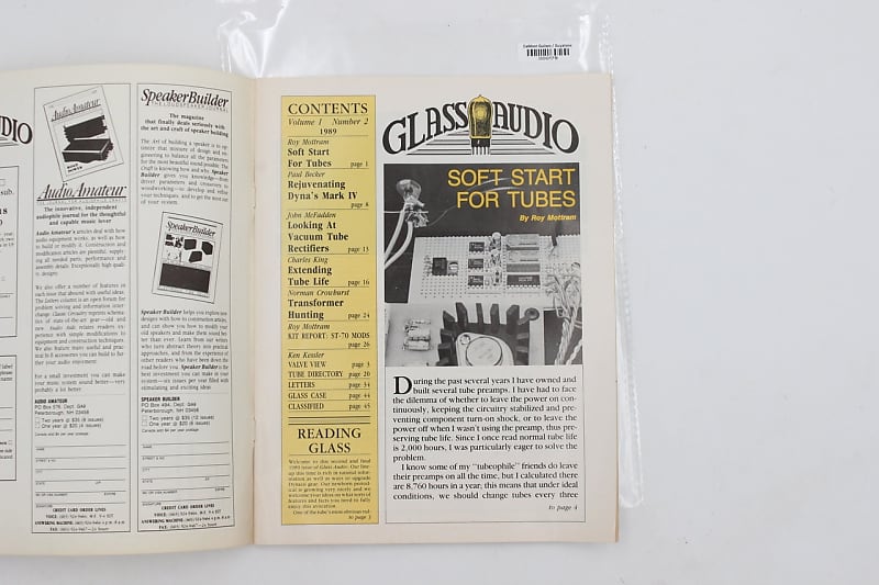 Glass Audio Vintage Magazine "Soft Start For Tubes" Vol 1 , | Reverb