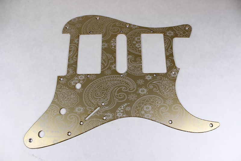 Brushed Gold Anodized Paisley Aluminum HSH Strat Pickguard- | Reverb