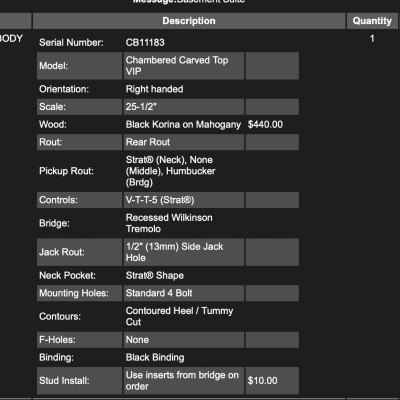 Warmoth Chambered Carve Top VIP Custom Body | Reverb