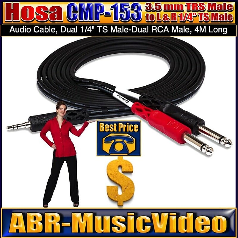 Hosa CMP-153 Stereo Breakout Cable - 3.5mm TRS Male to | Reverb UK