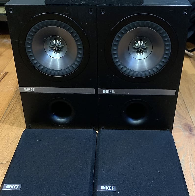 KEF Q100 Bookshelf Speakers Black Oak Pair Q100B w/ Foam | Reverb