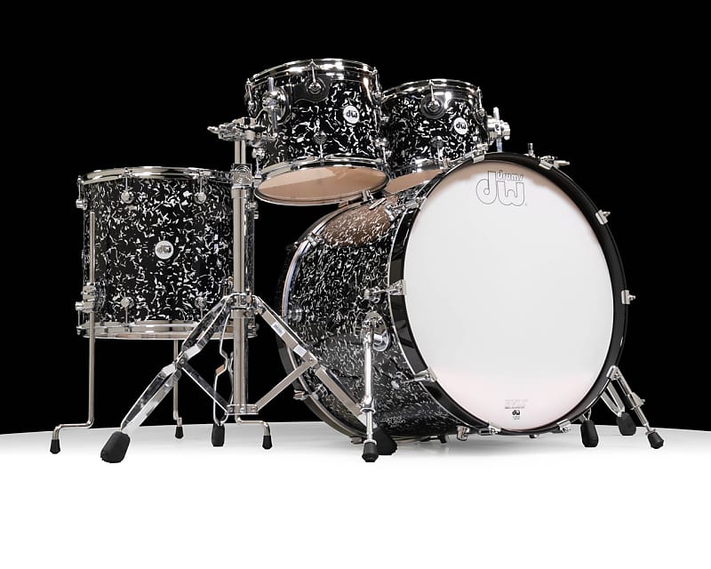 DW Design Series 4pc Shell Pack - Black Lightning 10/12/16/22 | Reverb