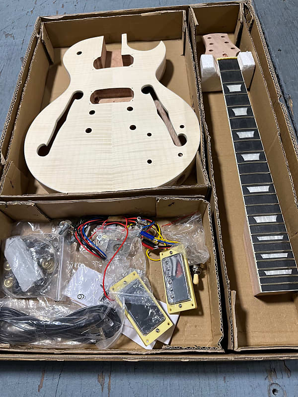 Hollowbody LP COMPLETE DIY Guitar Kit set neck with carved | Reverb