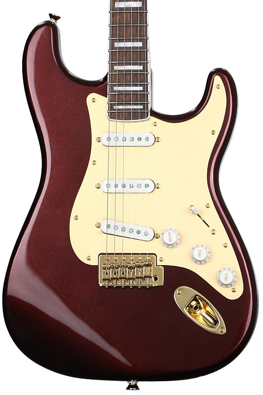 Squier 40th Anniversary Gold Edition Stratocaster - Ruby Red | Reverb