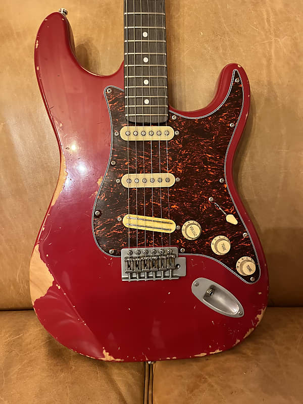USA Relic Strat Style Electric Guitar Road Worn Red with HSS | Reverb