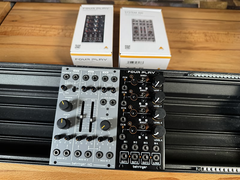 Behringer 110 VCO/VCF/VCA and Four Play Quad VCA and Mixer | Reverb