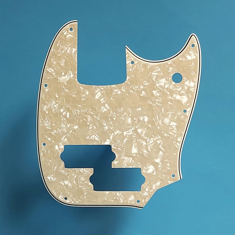 Deluxe aged pearloid pickguard for Fender Mustang Bass PJ | Reverb