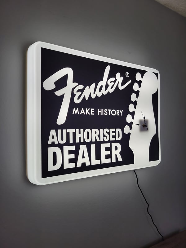 Fender Authorised Dealer Light Up Clock Large Format Killer | Reverb