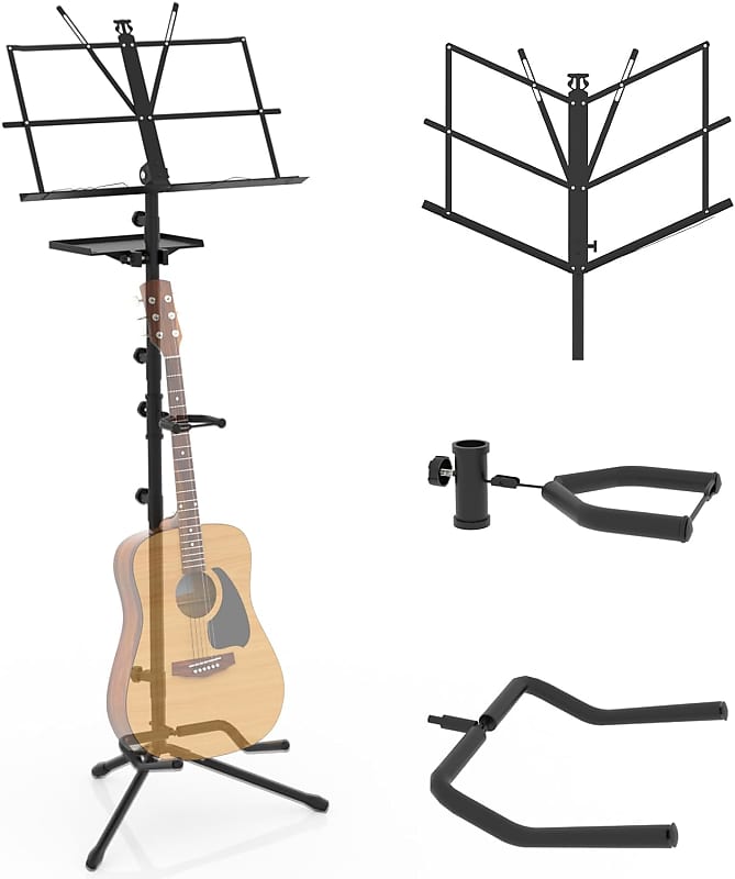 Adjustable Guitar Stand with Music Sheet Stand 2 in 1 | Reverb