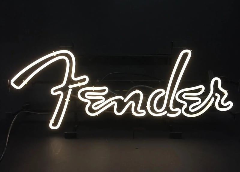 New Fender Spaghetti Logo White Neon Light Up Sign Killer | Reverb