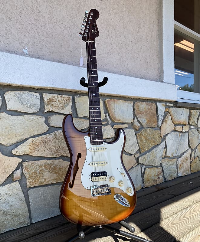 Fender Rarities Series Flame Top Thinline Stratocaster HSS | Reverb