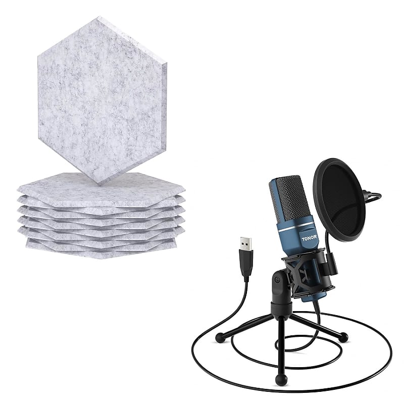 Usb Microphone Tc-777, Bundle With 12 Pack Hexagon Acoustic | Reverb