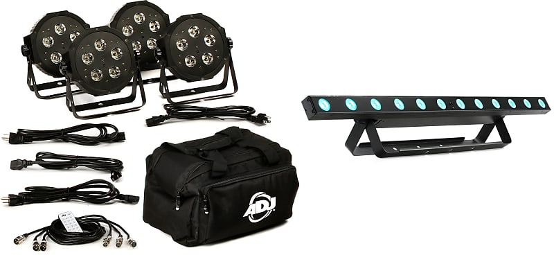 ADJ Mega Flat Hex Pak 4x RGBWA+UV Par Package with Cables and | Reverb