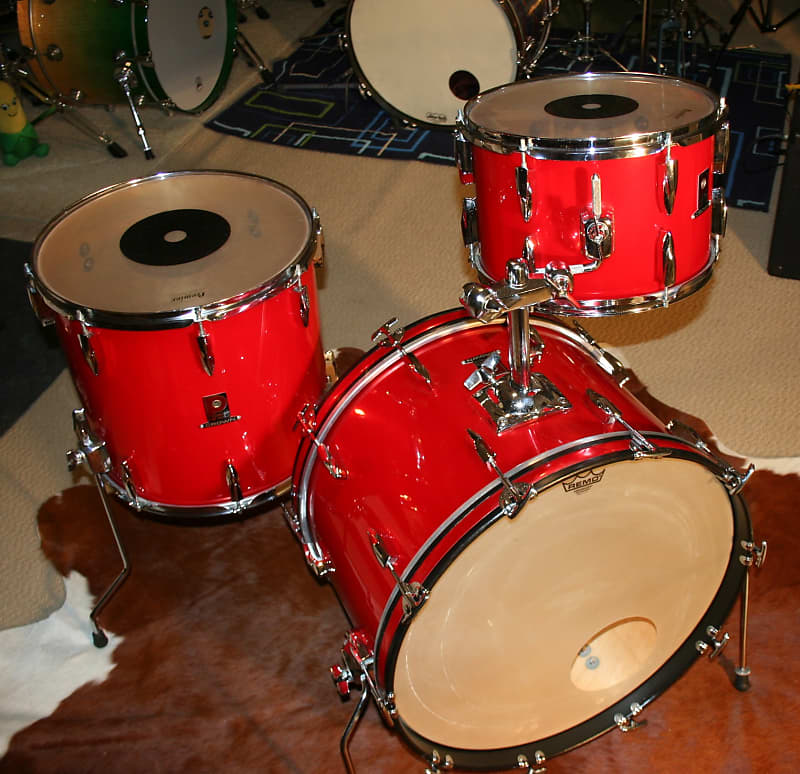 Vintage Premier Crown Drum set. 22, 13, 16 Red, Rare. Very | Reverb