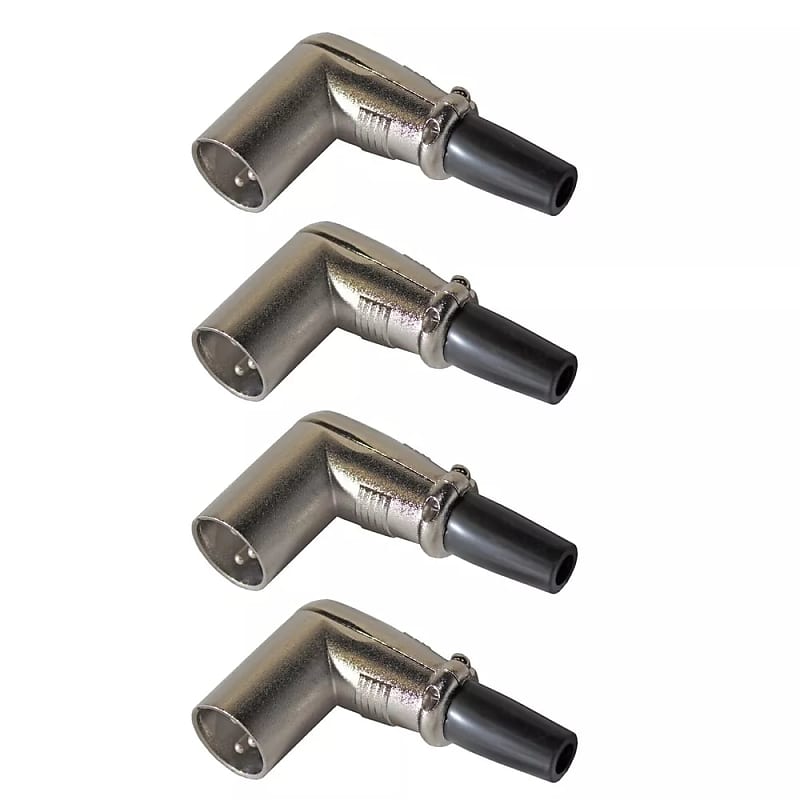 4 Right Angle 90 Degree 3 Pin Xlr Male Connectors Mic Cable | Reverb