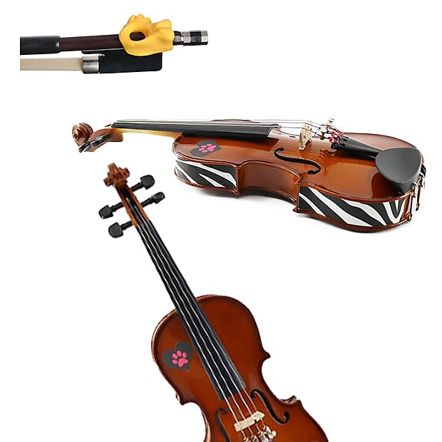 Hold Fish Yellow w/Zebra Violin Skins 1/32 Size (Violin not | Reverb