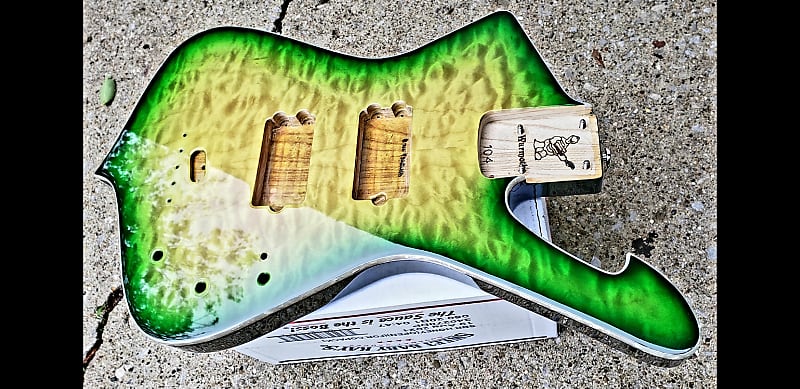Warmoth Iceman bass body, green yellow burst, pearloid | Reverb
