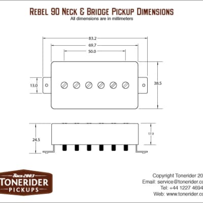 Tonerider Rebel 90 Bucker-sized P90 Pickup Set Nickel | Reverb