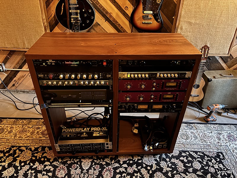 Handmade 20U x 2 (40 space) Double Bay Mahogany Wood Studio | Reverb