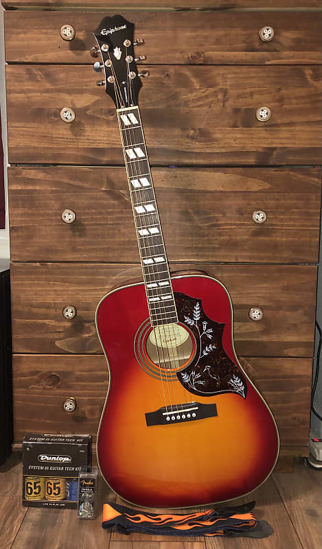 Epiphone Hummingbird/HS Cherry | Reverb