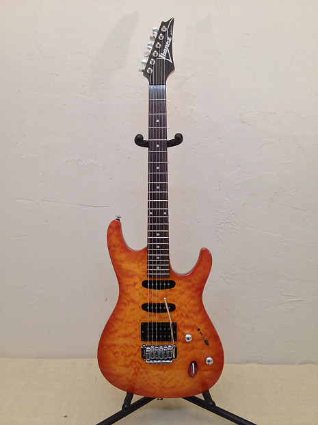 Ibanez SA160 QM Saber Series Electric Guitar Amber Stain | Reverb