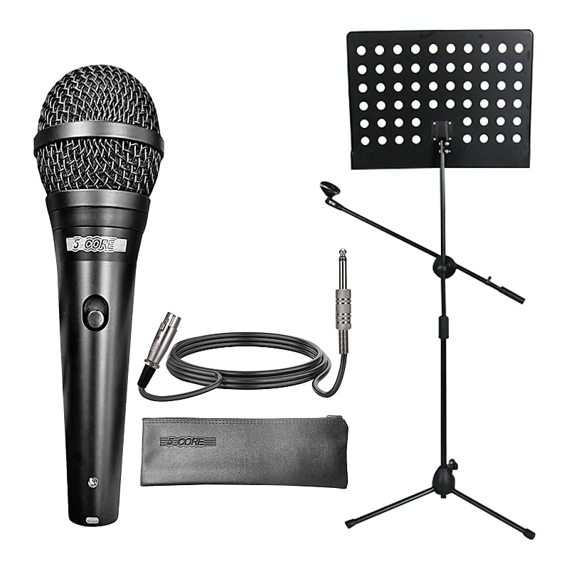 5 Core Music Stand with Handheld Dynamic Mic Combo 2-IN-1 | Reverb